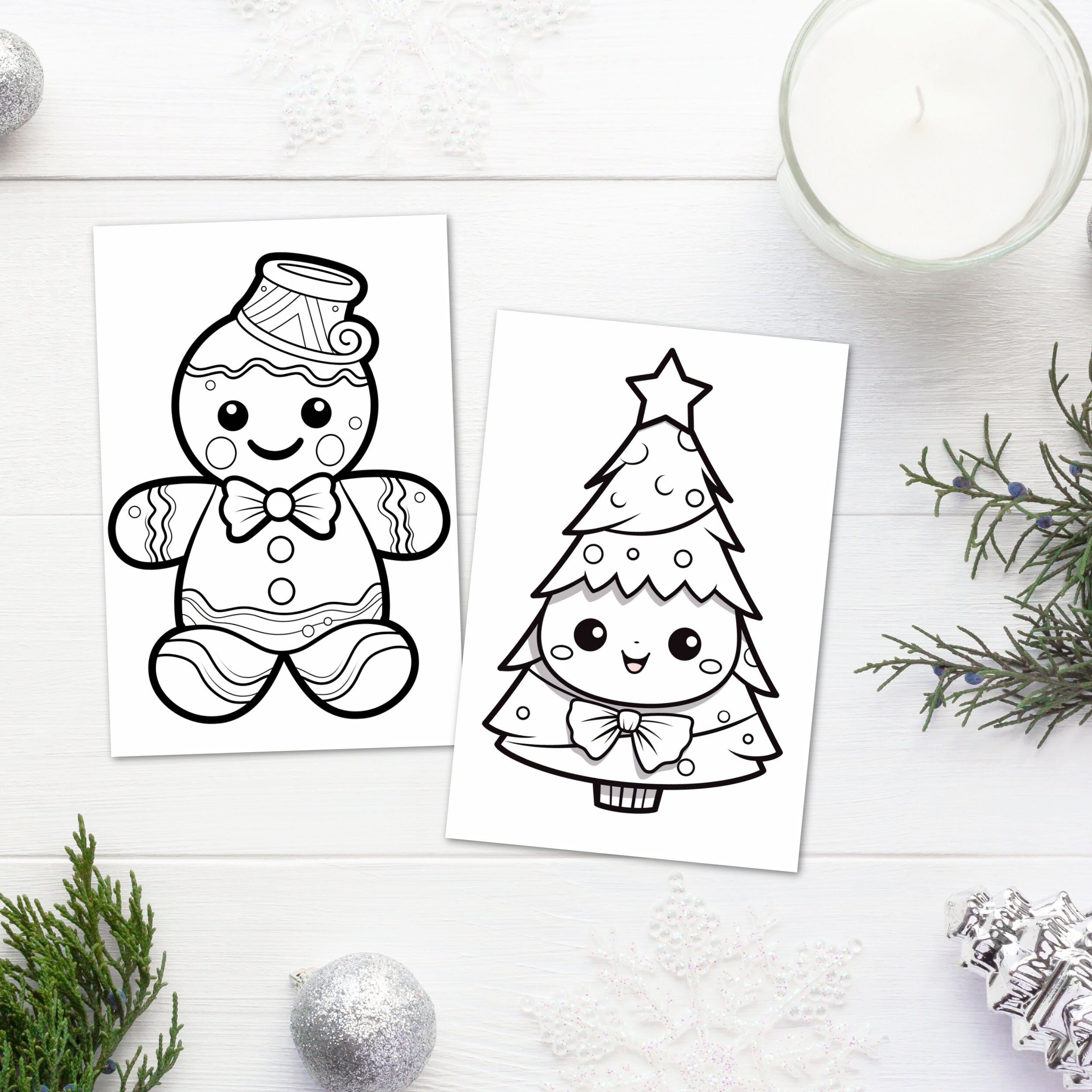 Kawaii Christmas Coloring Pages, 35 Pages, Happy Kawaii, Cute Kawaii ...