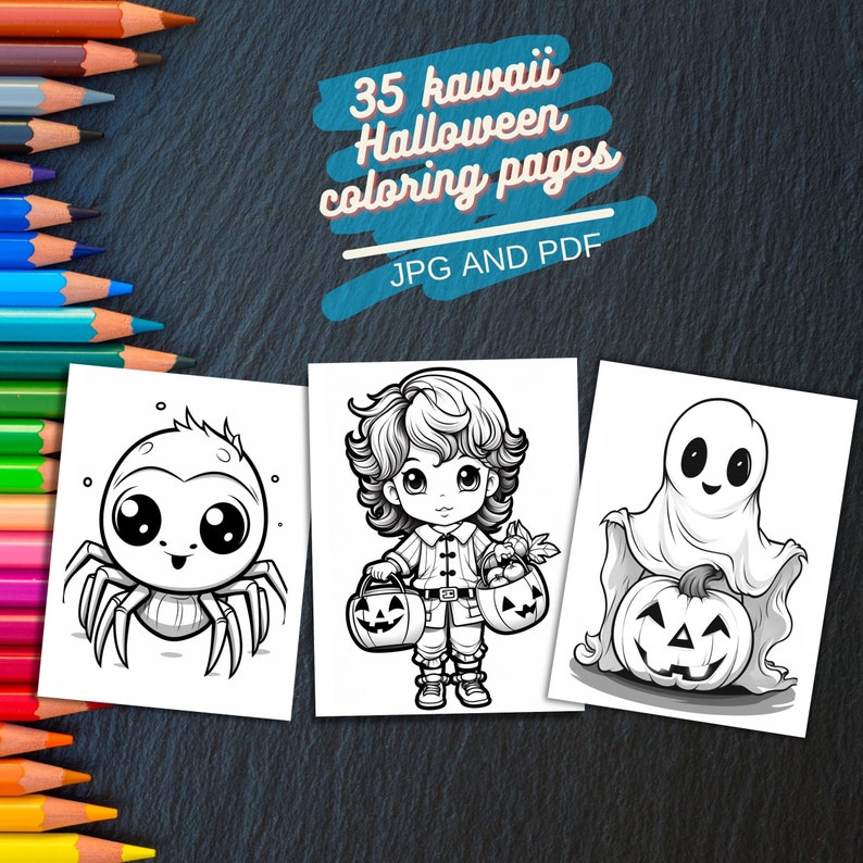 Kawaii Halloween Coloring Pages, 35 Pages, Creepy Kawaii, Cute Kawaii ...
