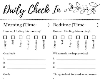 Daily Planner Printable Daily Reflection Check in Template Instant ...