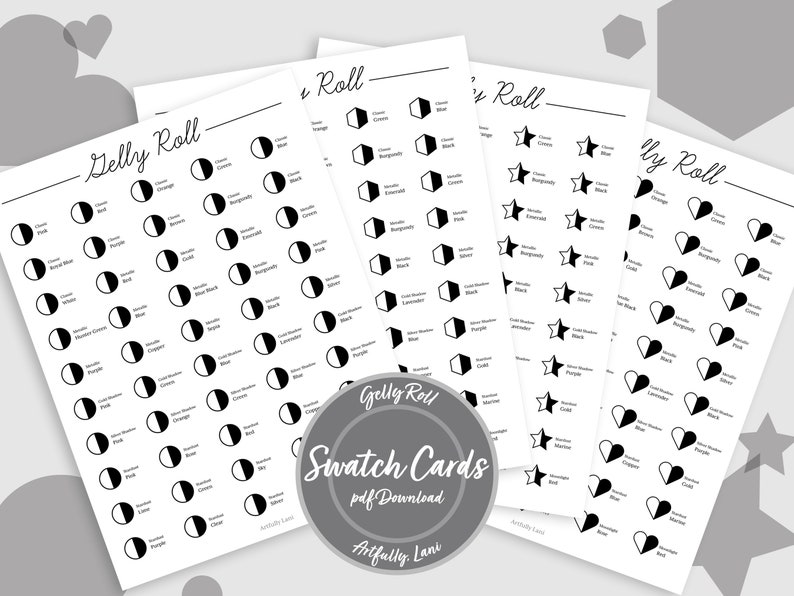 Printable Gelly Roll Swatch Card Art Supplies Bundle | 100 Colors ...