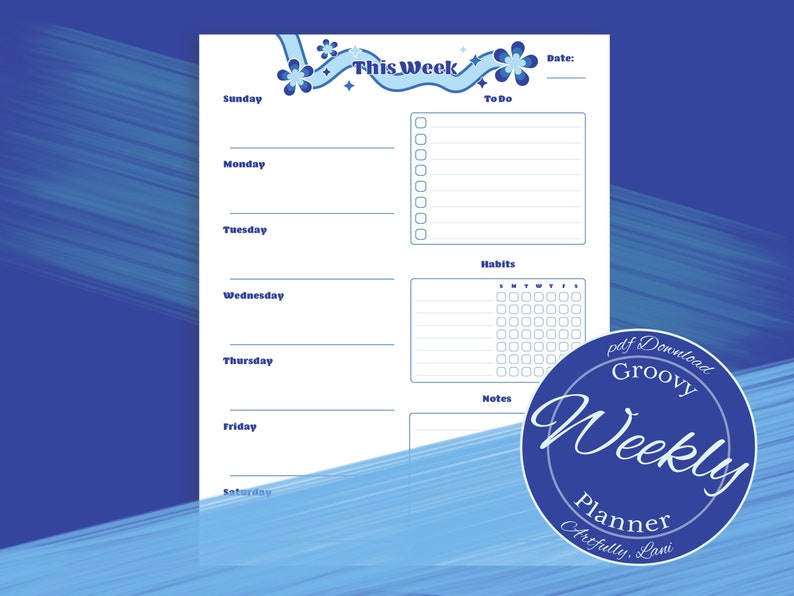 Printable Weekly Planner Groovy Theme Portrait Format - Etsy