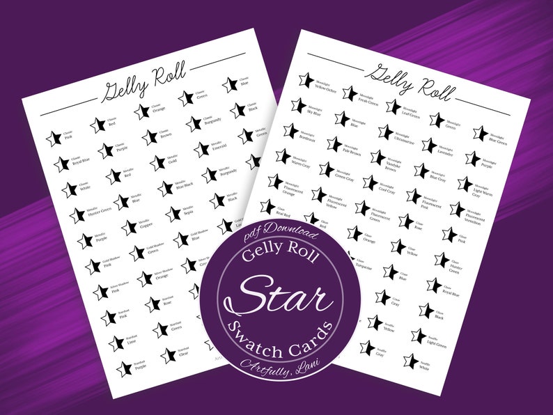 Printable Gelly Roll Swatch Card Art Supplies Bundle Featuring Four ...