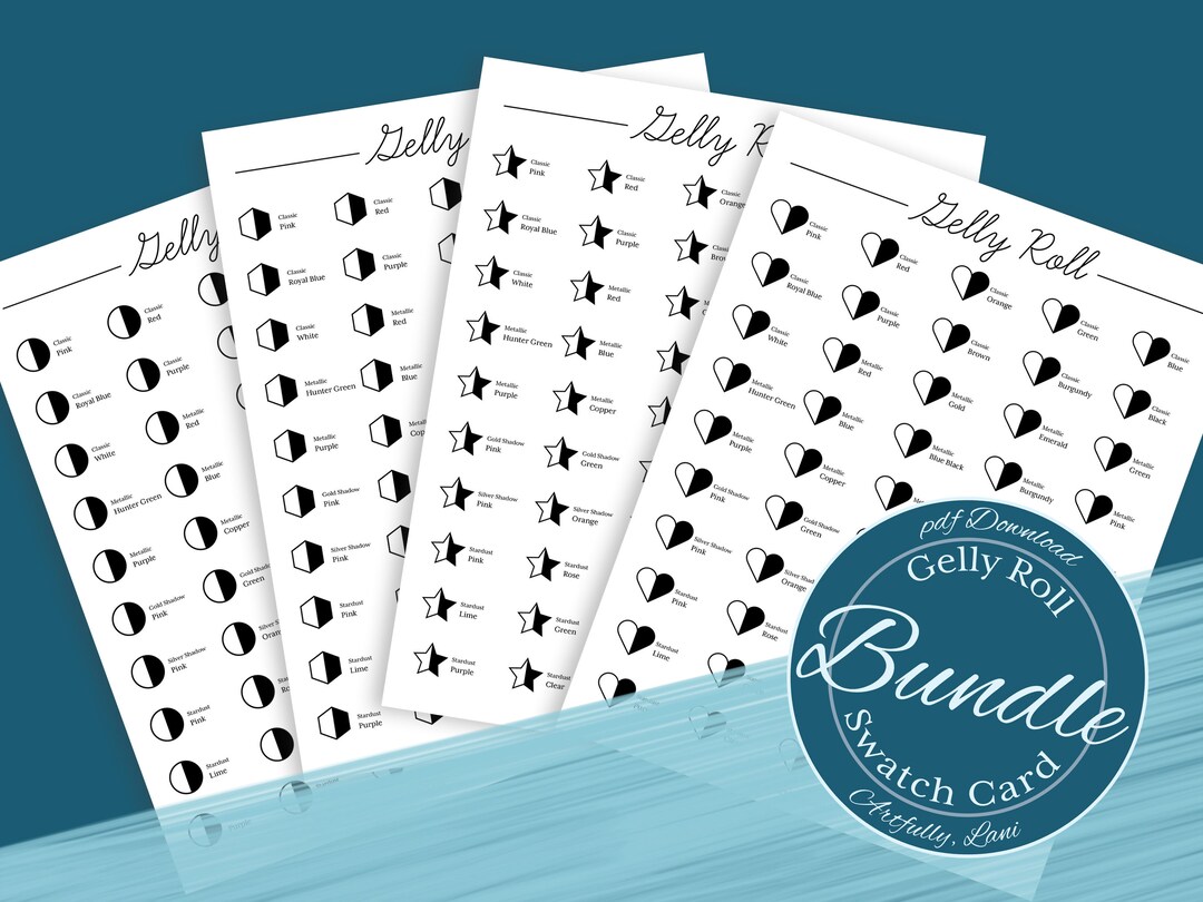Printable Gelly Roll Swatch Card Art Supplies Bundle Featuring Four ...