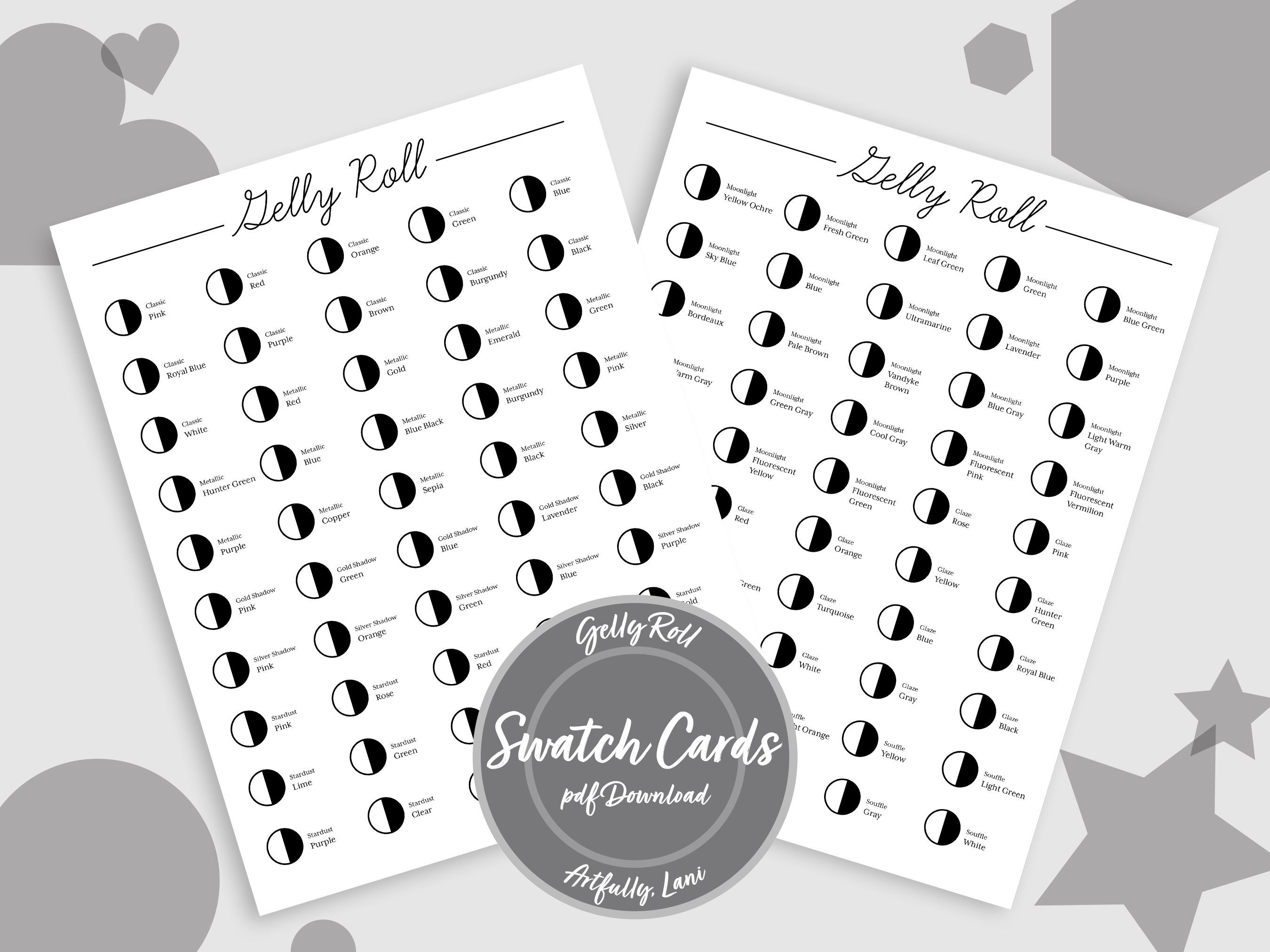 Printable Gelly Roll Swatch Card Art Supplies Bundle | 100 Colors ...