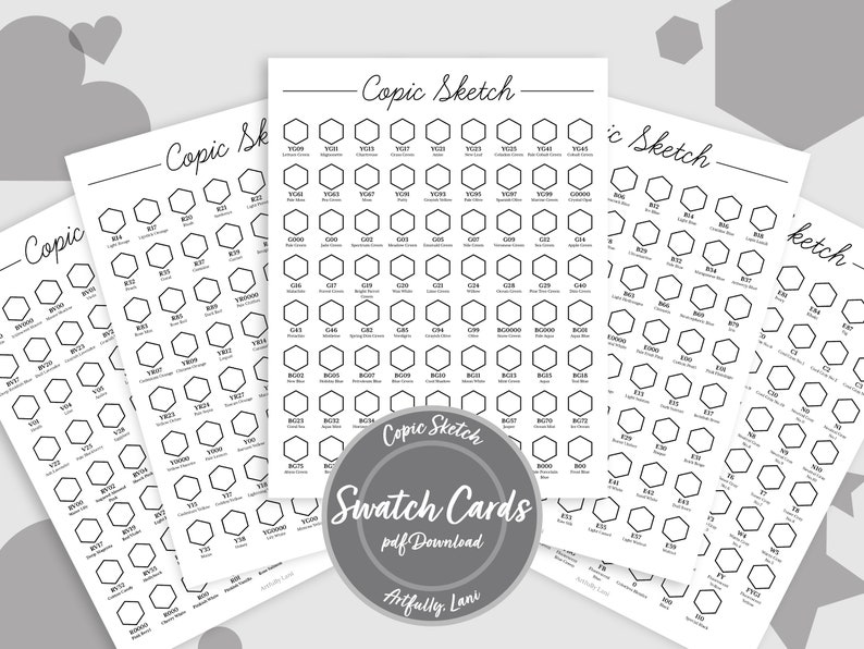 Printable Copic Sketch Swatch Card Art Supplies Bundle | Full Set ...