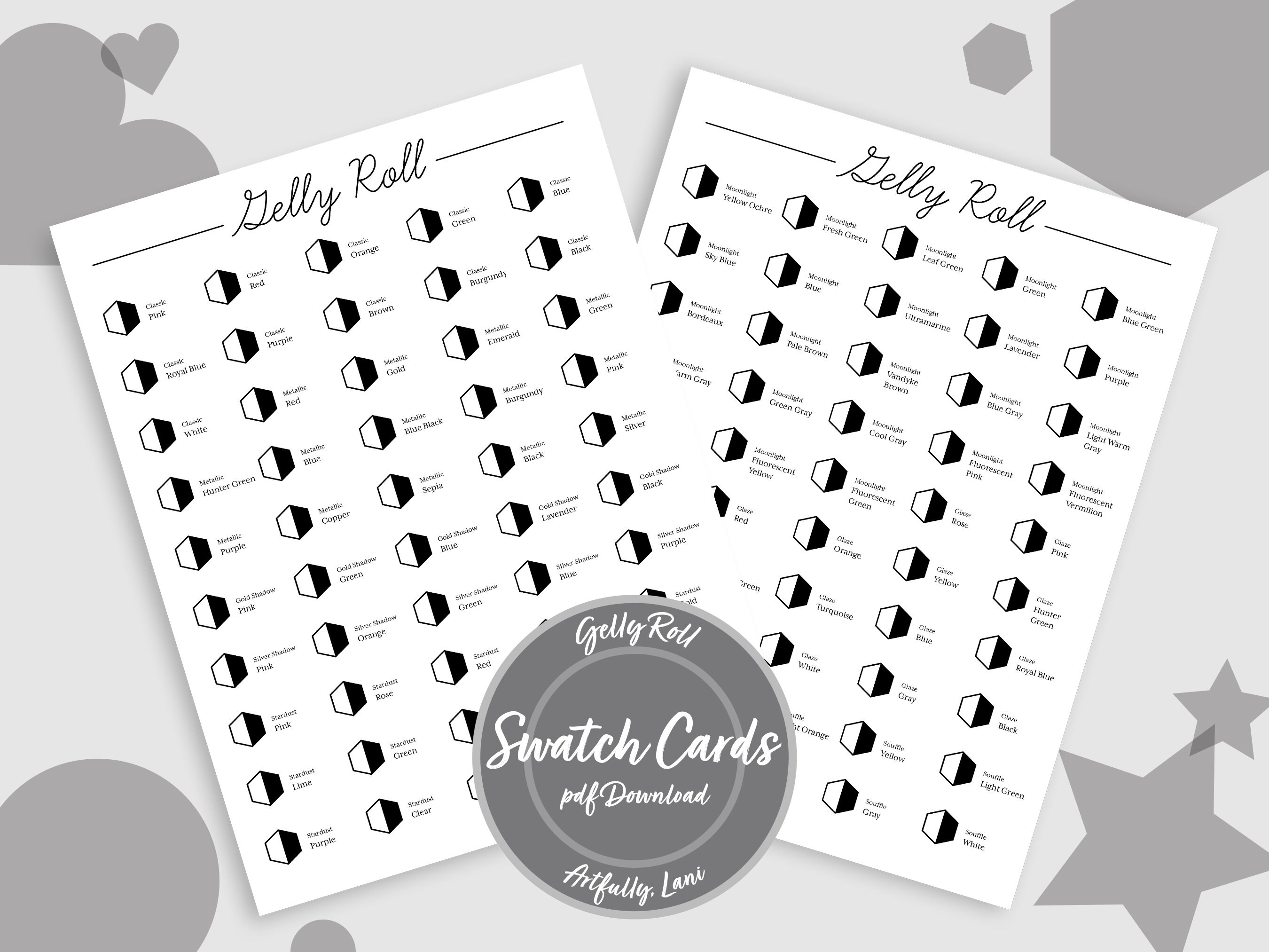Printable Gelly Roll Swatch Card Art Supplies Bundle | 100 Colors ...