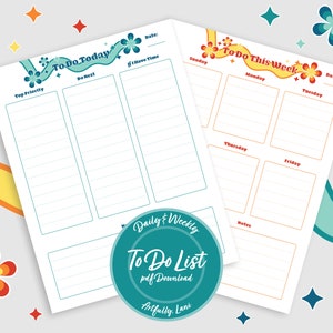 Printable To-do List Stationery Bundle | Daily and Weekly | Groovy ...