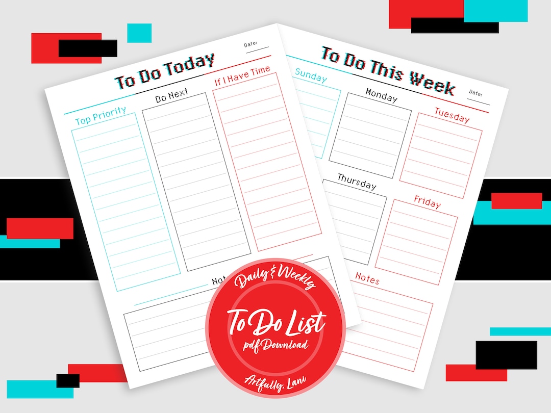 Printable To-do List Stationery Set | Daily and Weekly | Techie Glitch ...
