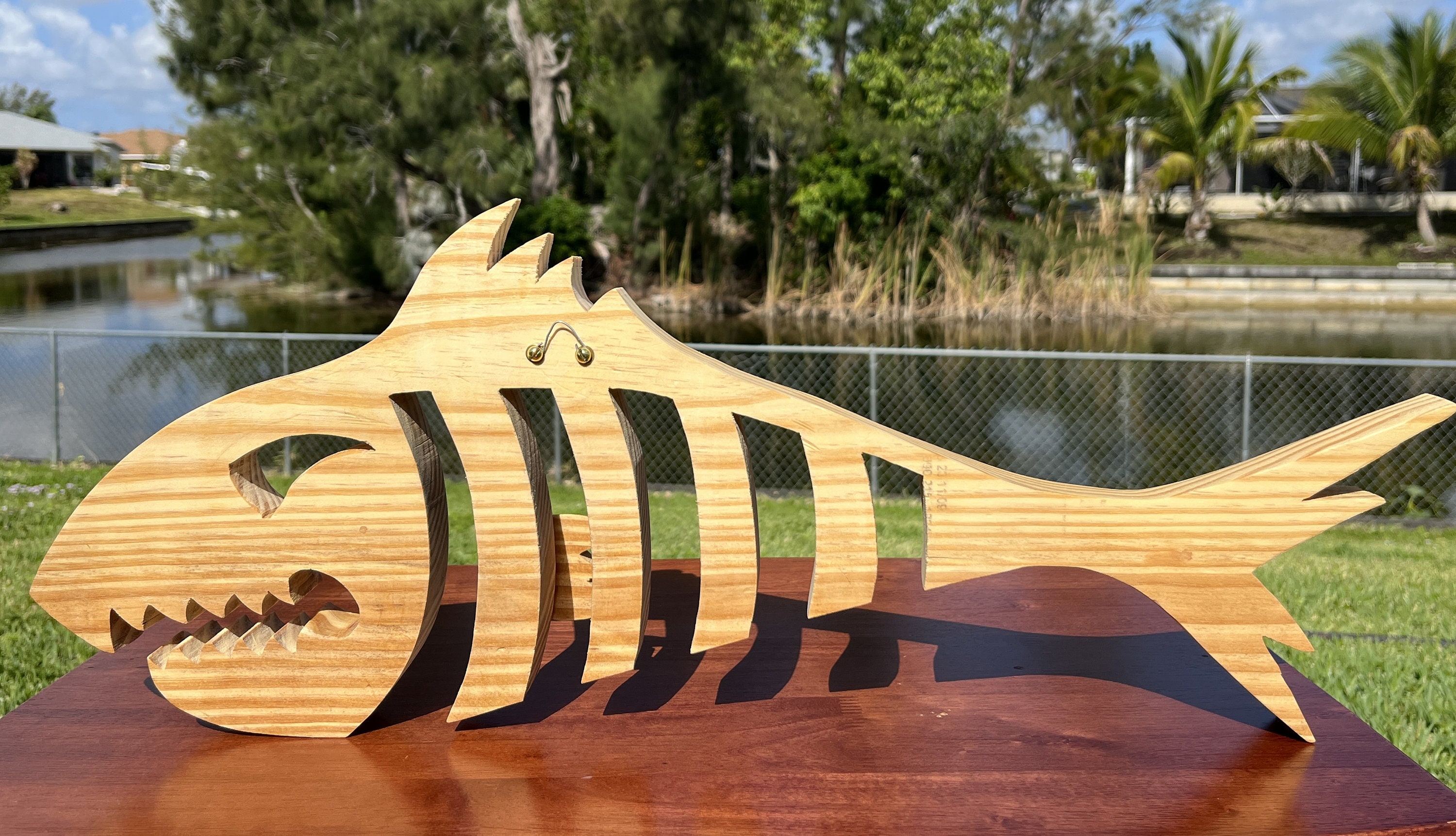 Hand-carved Wooden Fish Skeleton Wall Hanging Natural Stain - Etsy