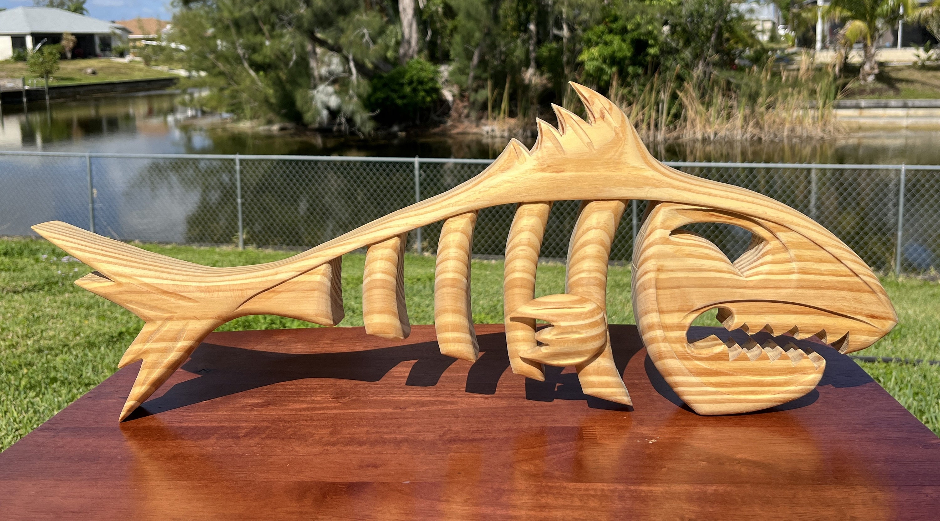 Hand-carved Wooden Fish Skeleton Wall Hanging Natural Stain - Etsy