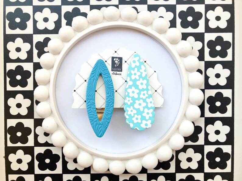 Set of Blue Hair Clips Daisy Flower Hair Clip Metal Alligator Hair Clip ...