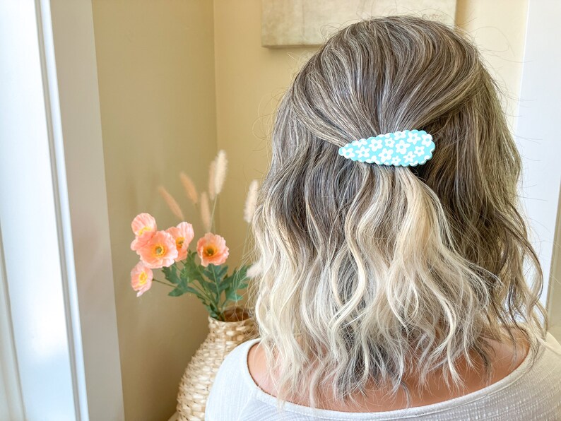 Set of Blue Hair Clips Daisy Flower Hair Clip Metal Alligator Hair Clip ...