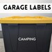 Garage Storage Labels, Organized Labels, Custom Labels, Basement ...