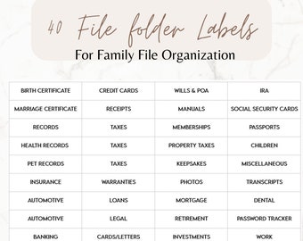Household Files Labels File Folder Labels Home File Box Labels Home ...