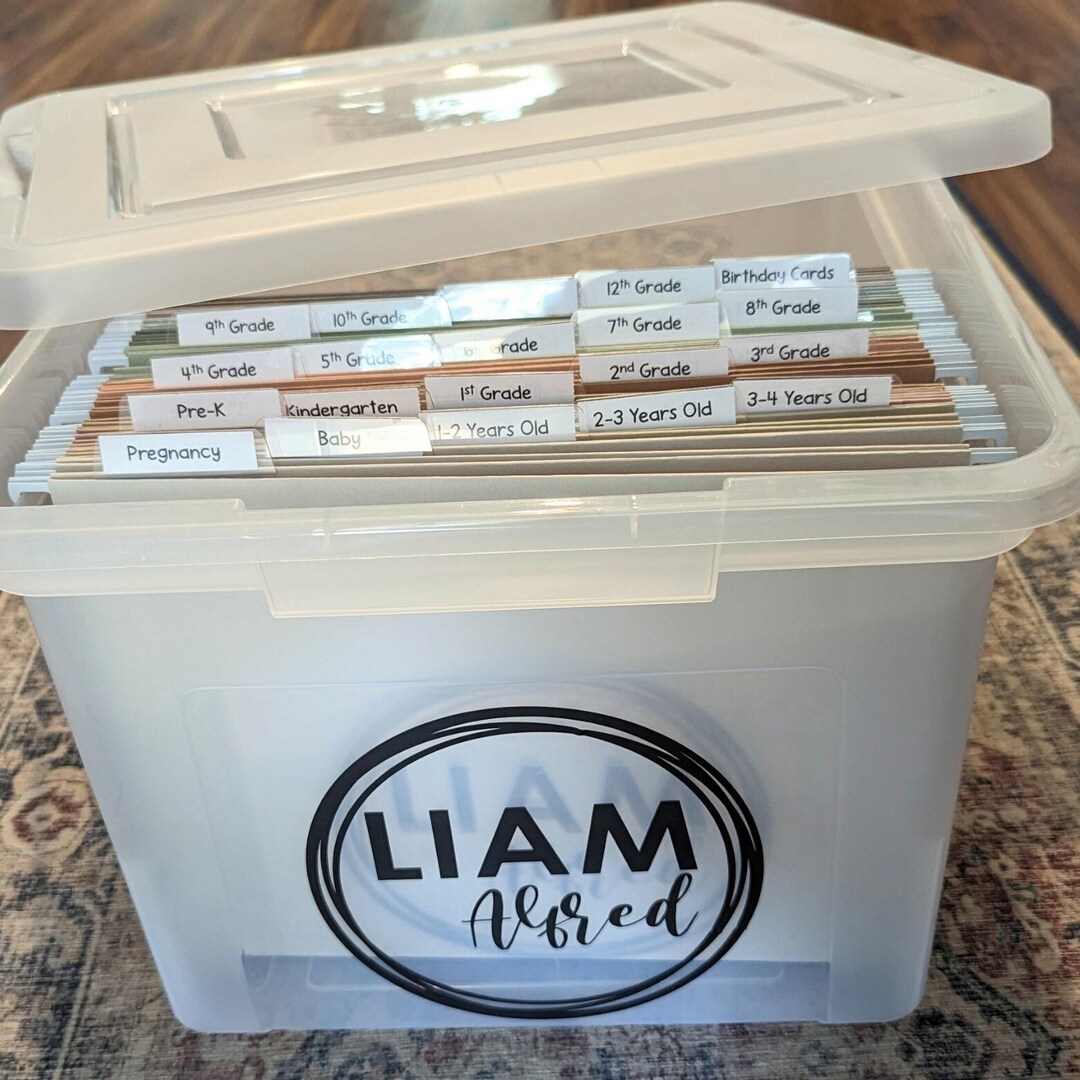 School Keepsake Box,kids Memory Milestone Tote, School Organization ...