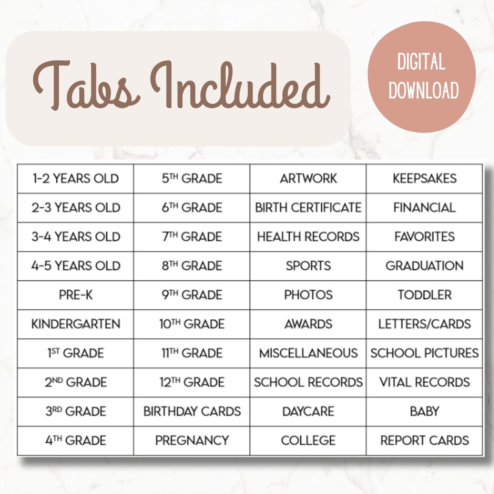 Printable Memory Box Filing System, Keepsake Box, Milestone Tote Labels ...