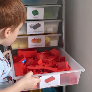 Building Bricks Toy Bin Labels: Montessori Playroom Organization ...