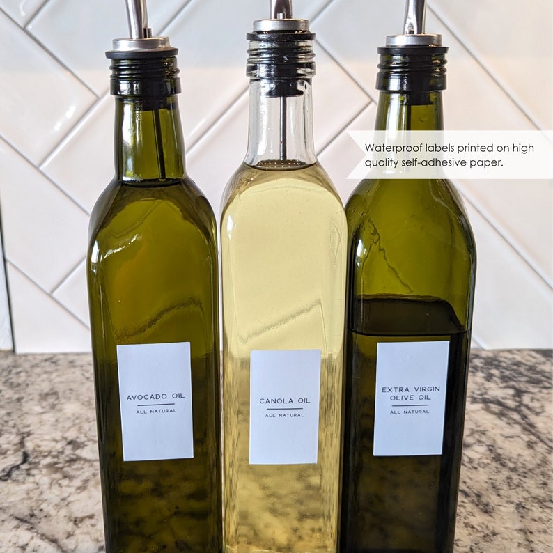 Oil and Vinegar Labels, Waterproof, Kitchen Organization, Olive Oil ...