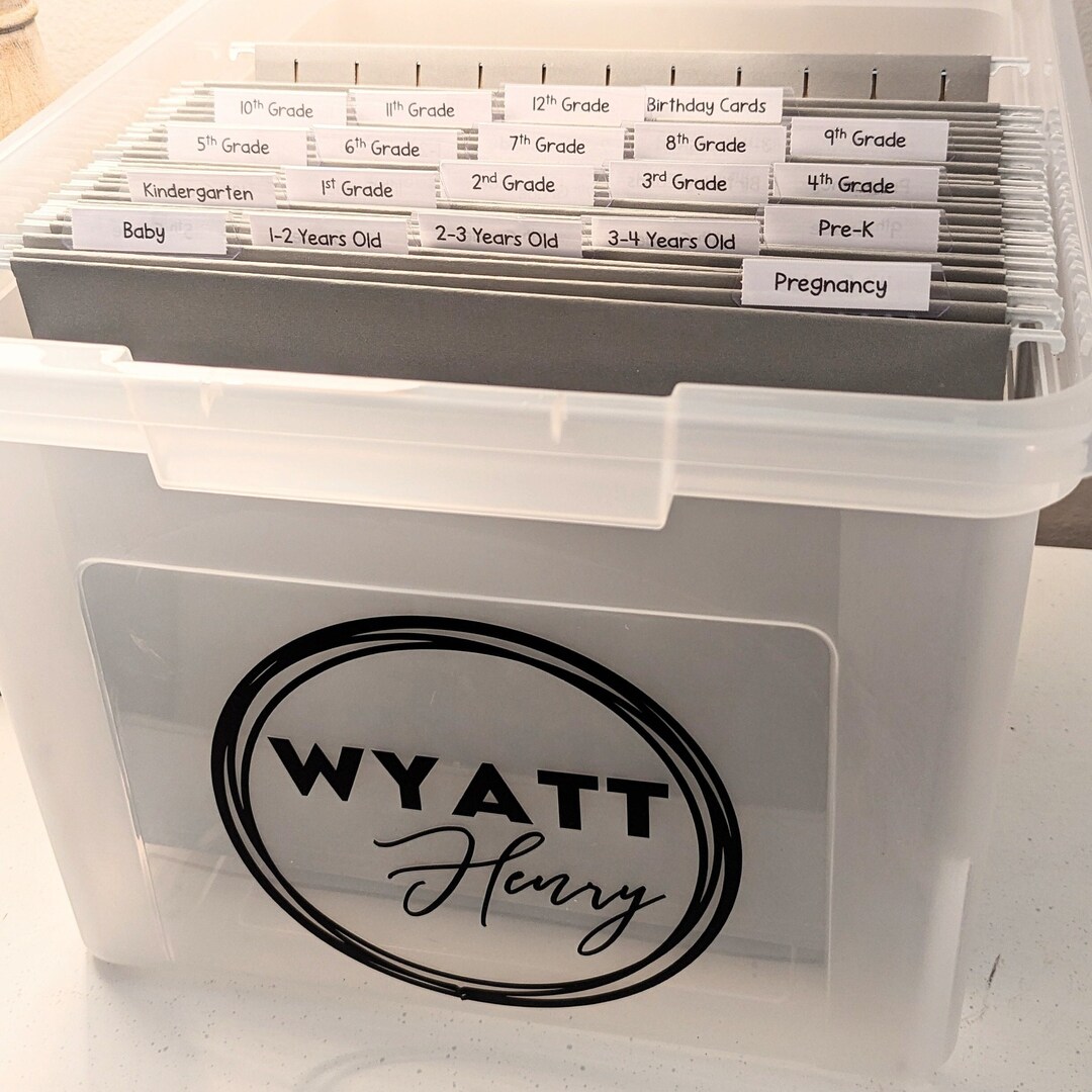 Milestone Tote Bin Labels Memory Box Organization School Files Baby ...