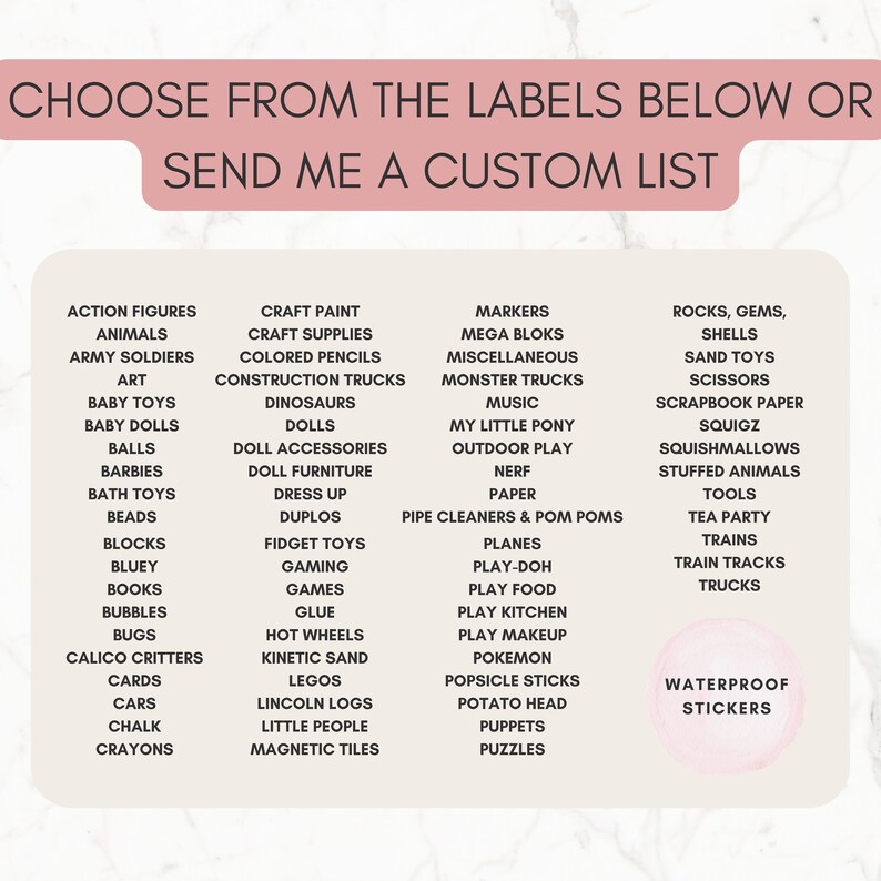 Toy Bin Sticker Labels, Montessori, Waterproof, IKEA Trofast, Kallax ...