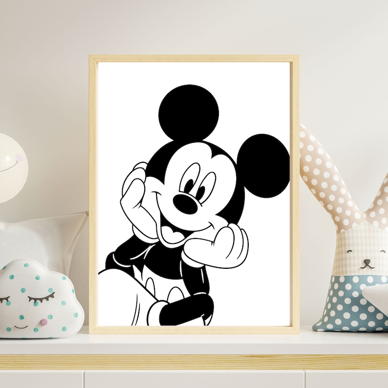 Mickey Mouse Prints Set of 3 , Kid's Room Wall Art, Nursery, Digital ...