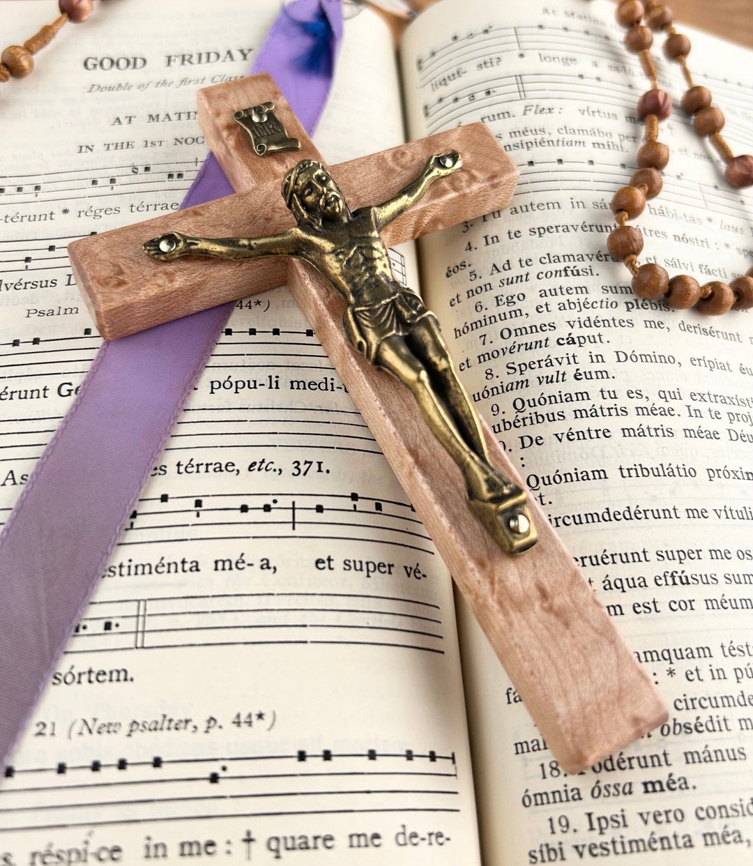 Birds-eye Maple Crucifix | 5 Inch Cross With Brass Corpus of Jesus ...