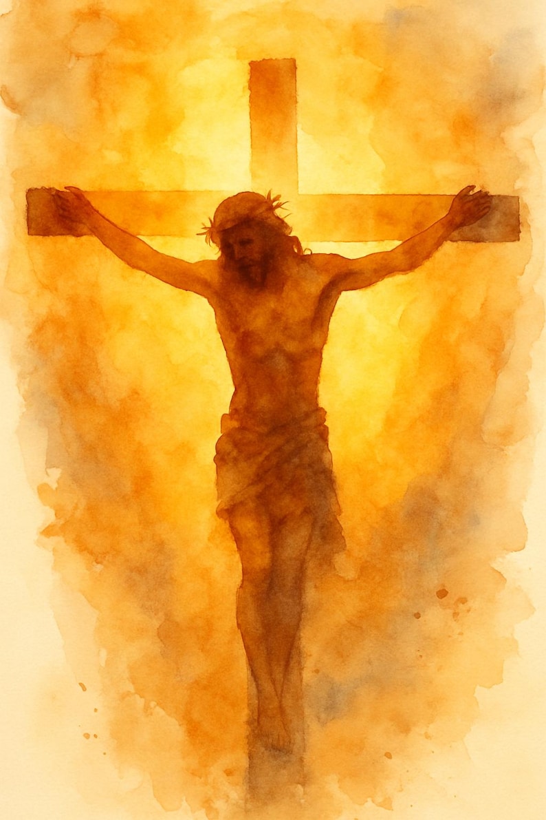 Jesus Crucifixion Art, Watercolor Cross Wall Print, Christian Good ...