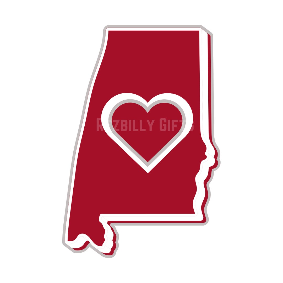 Alabama Love Design, Crimson, White and Gray, PNG. - Etsy
