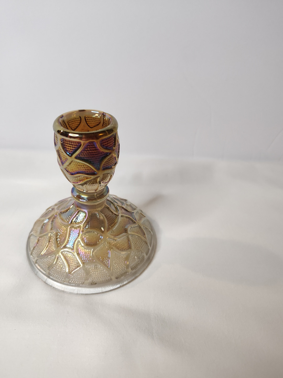Vintage Imperial Soda Gold Carnival Glass Candle Stick Holder - Etsy