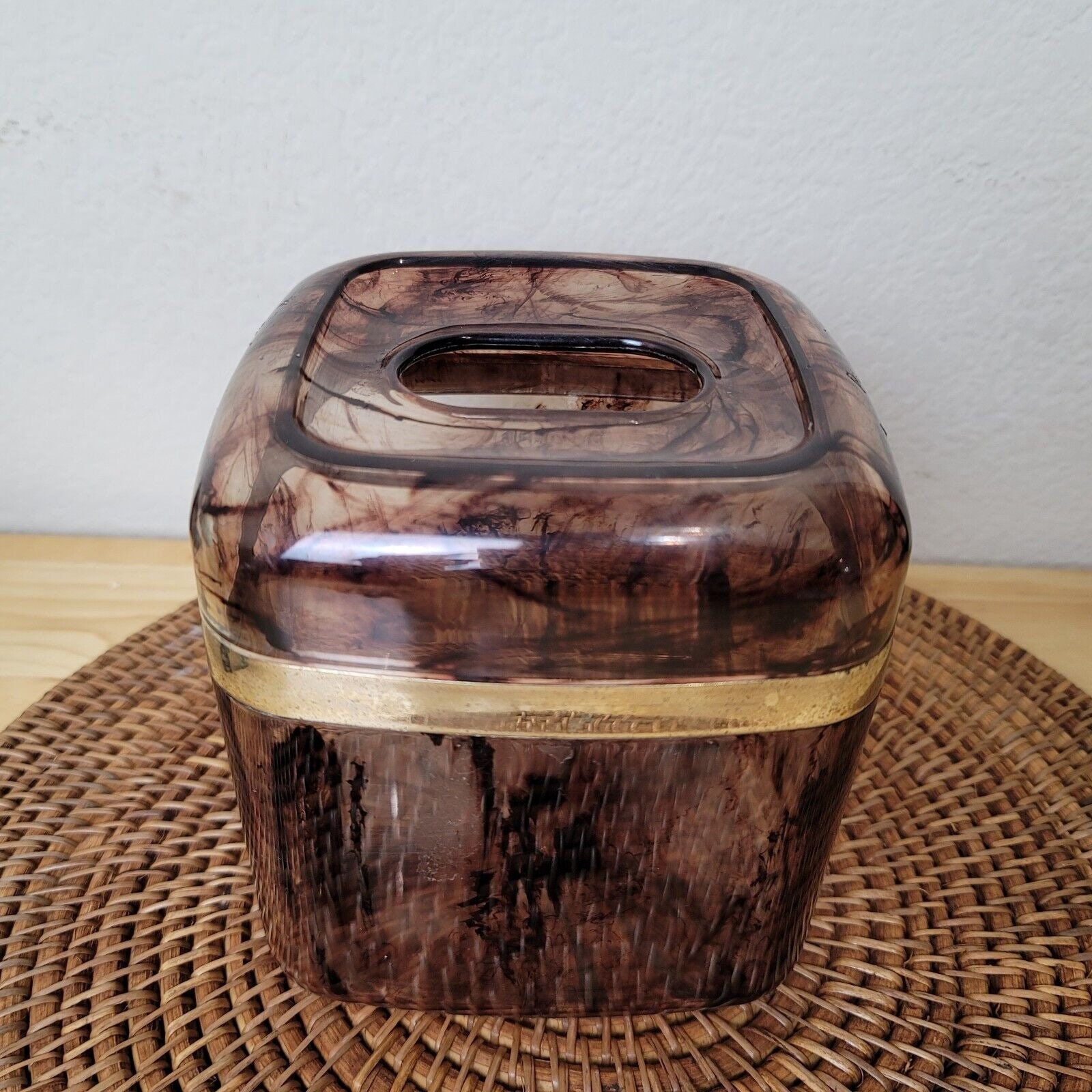 MCM Clear Acrylic Tissue Facial Tissue Tortoise Shall Napkins Box Brass ...