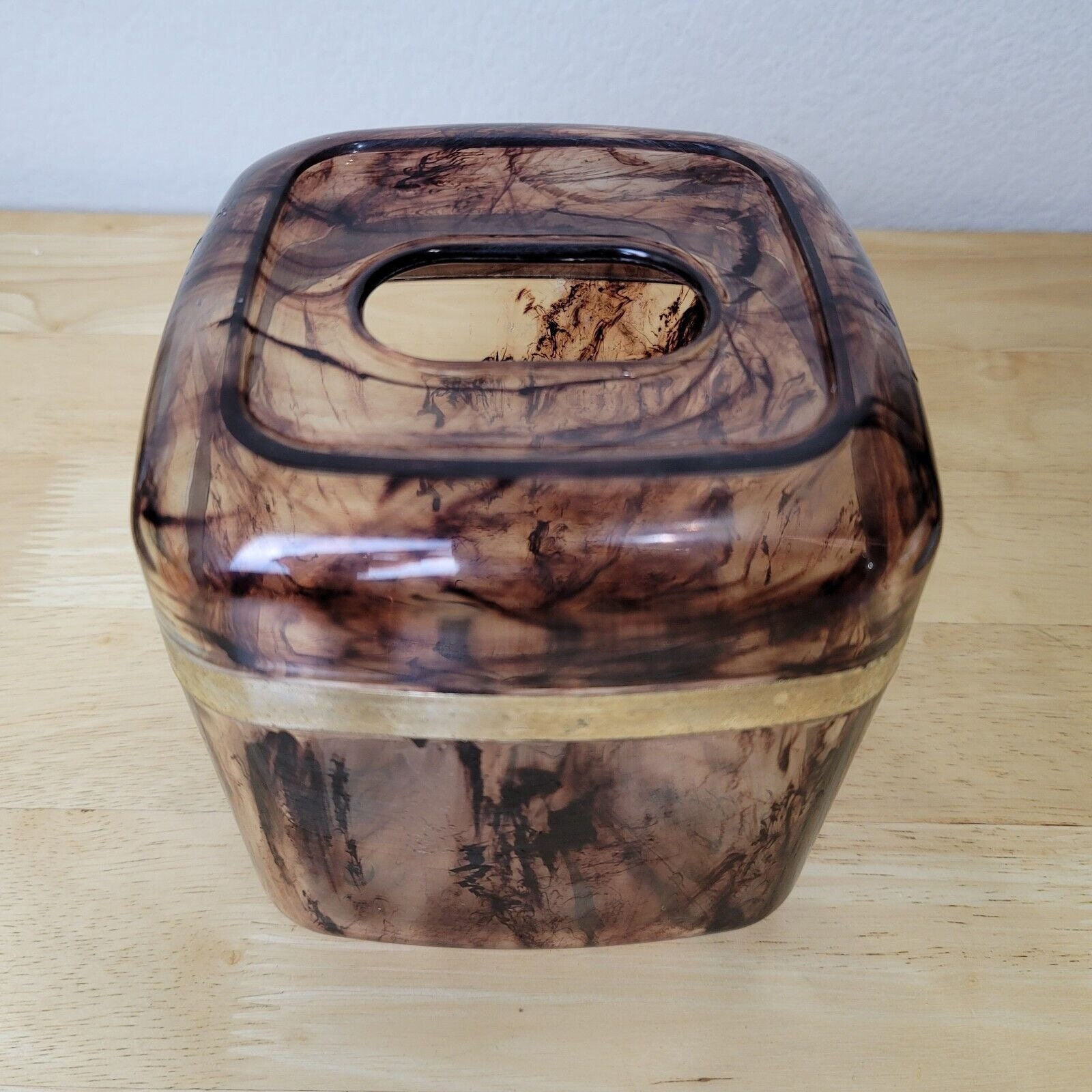 MCM Clear Acrylic Tissue Facial Tissue Tortoise Shall Napkins Box Brass ...