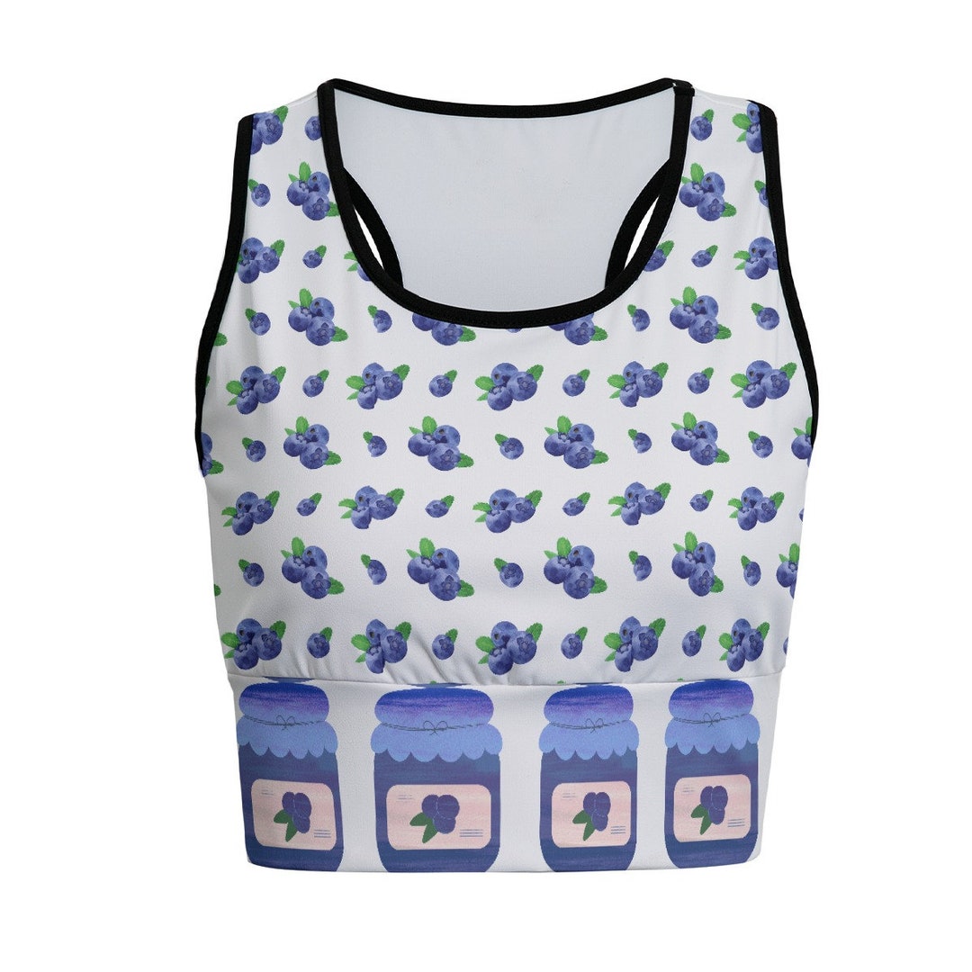 Blueberry Cute Fruity Print Women's Sports Athletic Top for Workouts ...