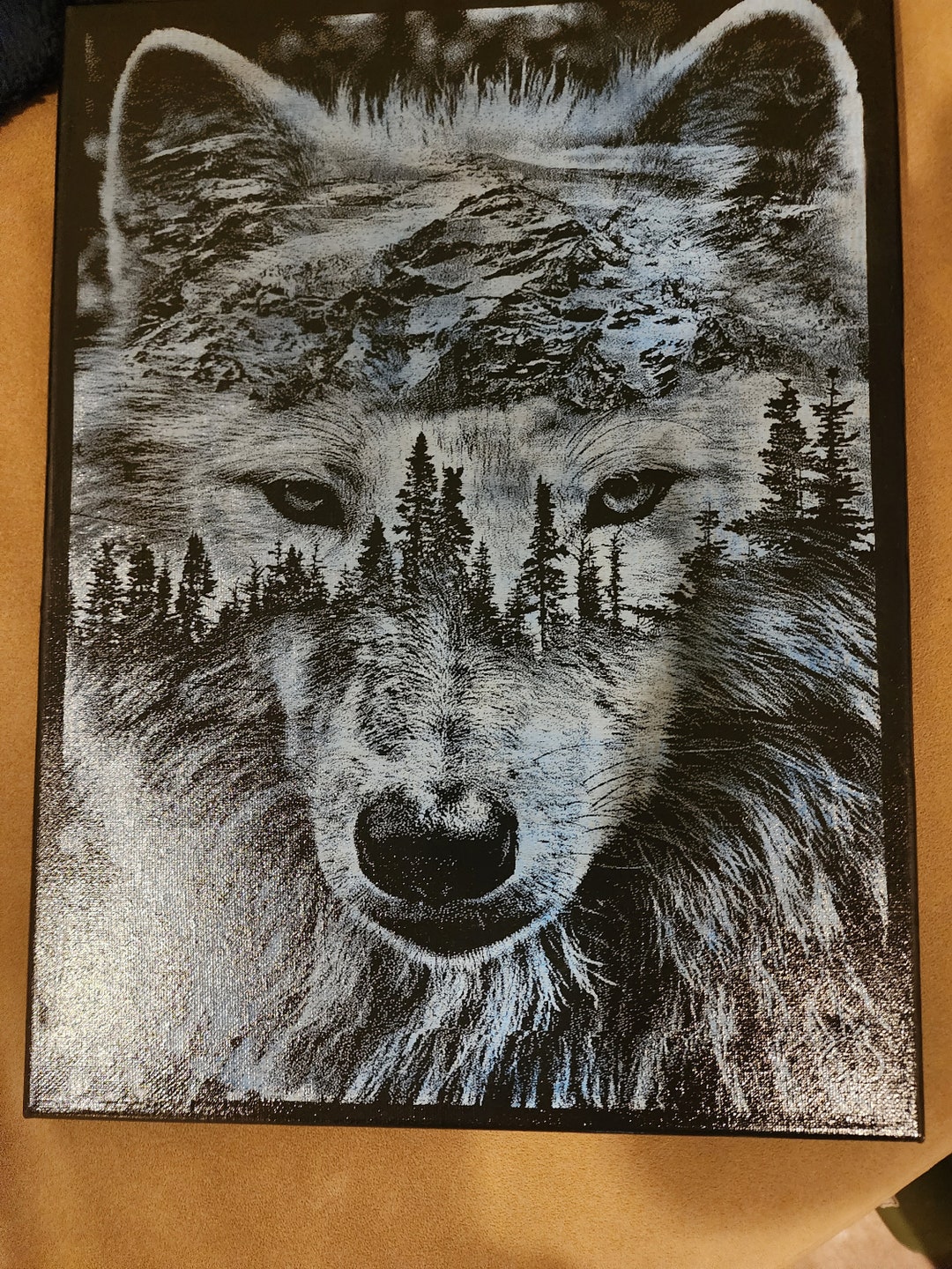 Winter Wolf Forest Mountain Wolf Detailed Canvas Laser Engraved - Etsy