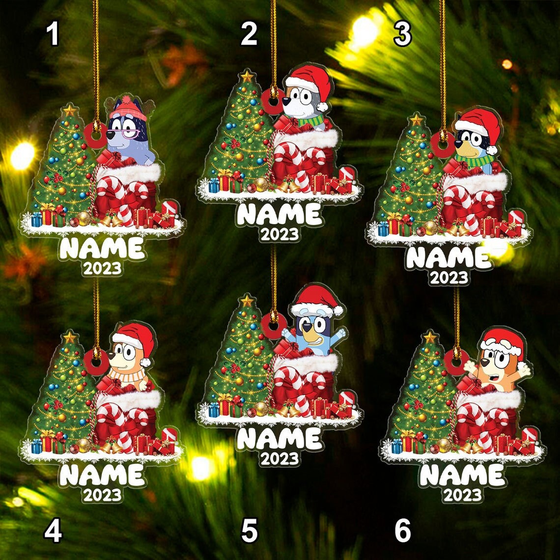 Custom Bluey Family Christmas Ornamentpersonalized Bluey - Etsy