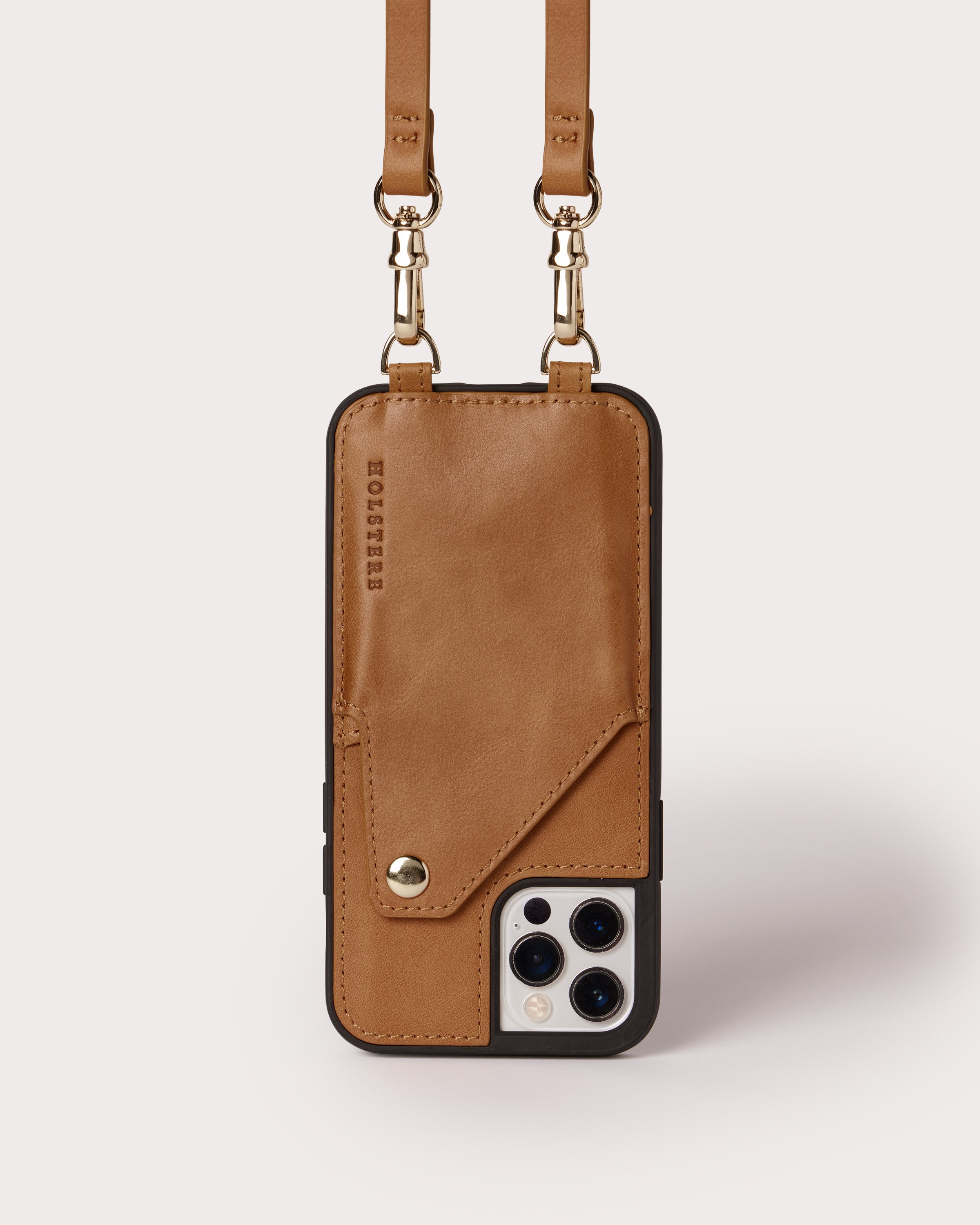 Genuine Tan Leather iPhone Case Crossbody With Card Holder & Adjustable ...