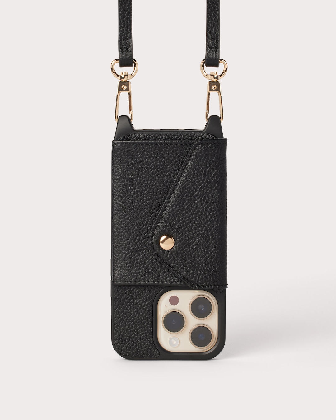 Genuine Pebbled Black Leather iPhone Crossbody Case With Wallet Card ...