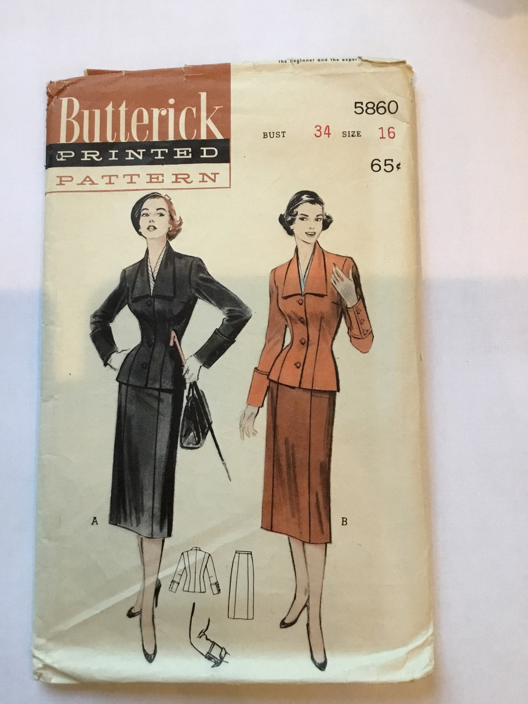 Vintage Womens Suit Sewing Pattern Butterick 5860 Size 16 - Etsy
