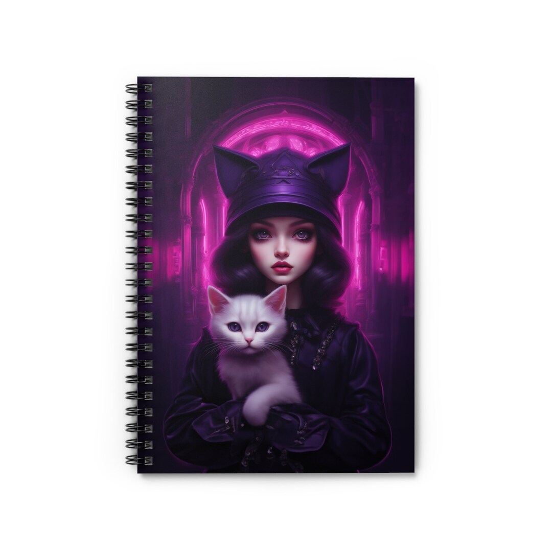 Punk Purrfection Spiral Notebook Neon Punk Notebook, Cyberpunk Notebook ...