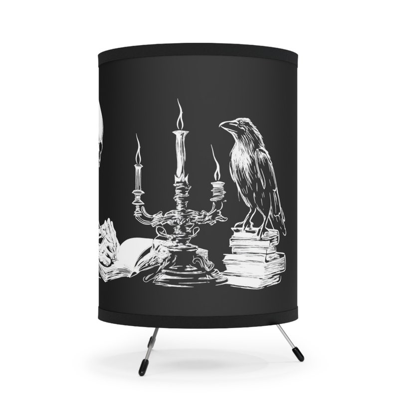Skeleton Cat and Raven Lamp (no Bulb) Gothic Lamp, Heavy Metal Lamp ...