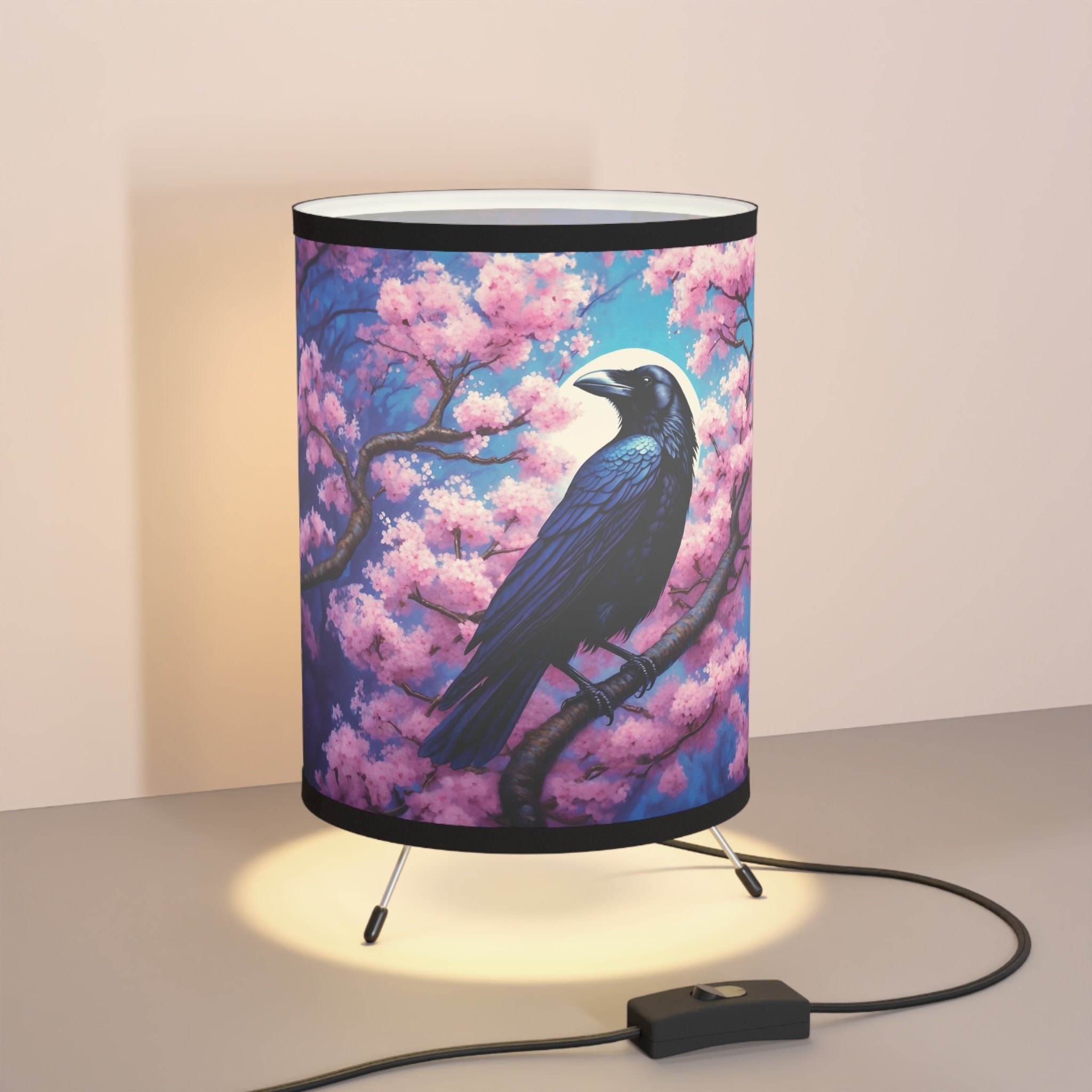 Raven and Cherry Blossom Tree Lamp Raven Lamp Cherry - Etsy