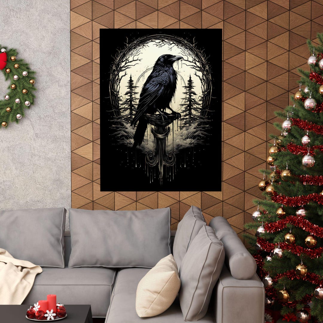 Gothic Raven Vertical Poster, Matte Wall Art Print, Night's Sentinel ...
