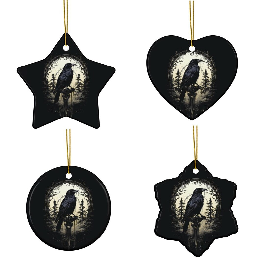 Ceramic Ornament, Night's Sentinel, Raven Christmas Decor, Gothic ...
