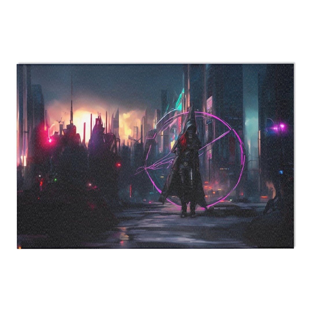 Technomancer's Ward Area Rug Future Cyberpunk Rug Anarchy Mage ...