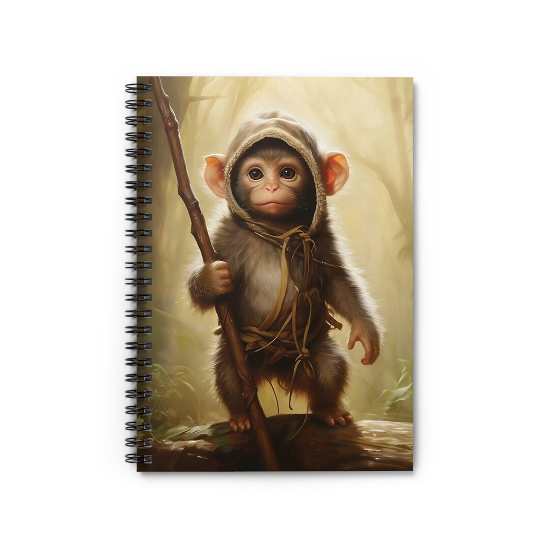 Monkey Spiral Notebook Sage Simian Adorable Monkey Explorer - Ruled ...