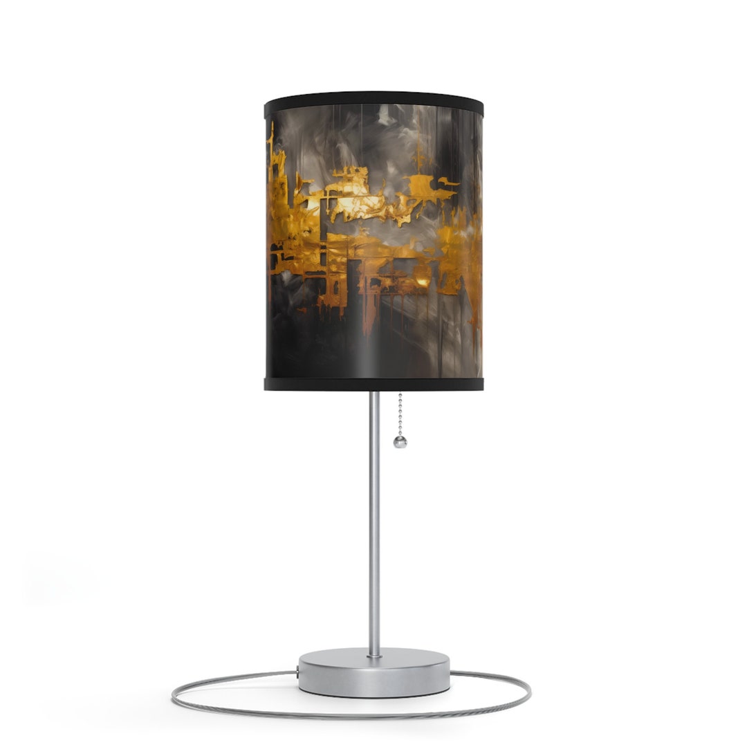 Jagged Gold on Smoke Buffet Lamp With Heavy Steel Base and Pull Chain ...