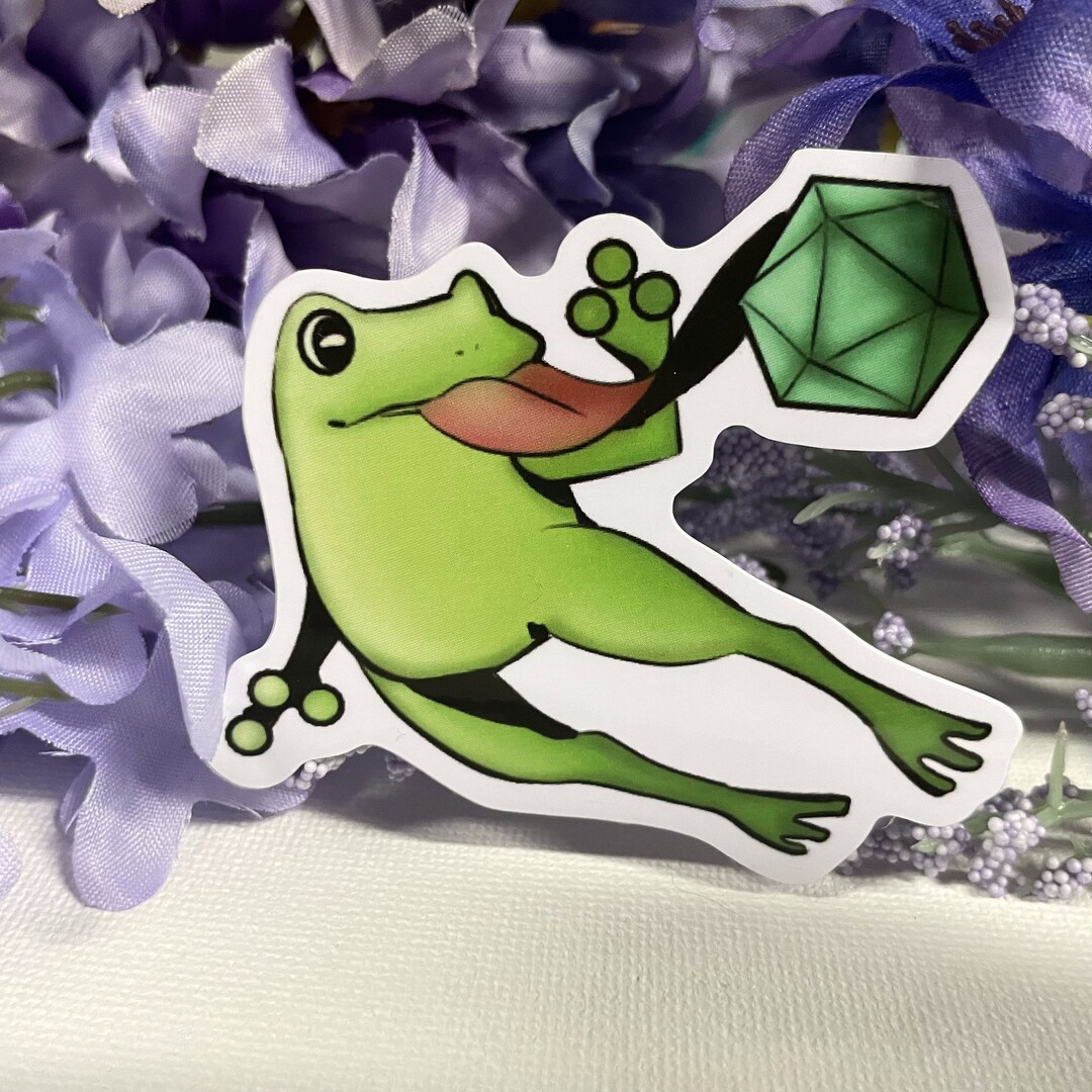 Frog With D20 2.5" Vinyl Sticker - Dungeons and Dragons TTRPG Cute ...