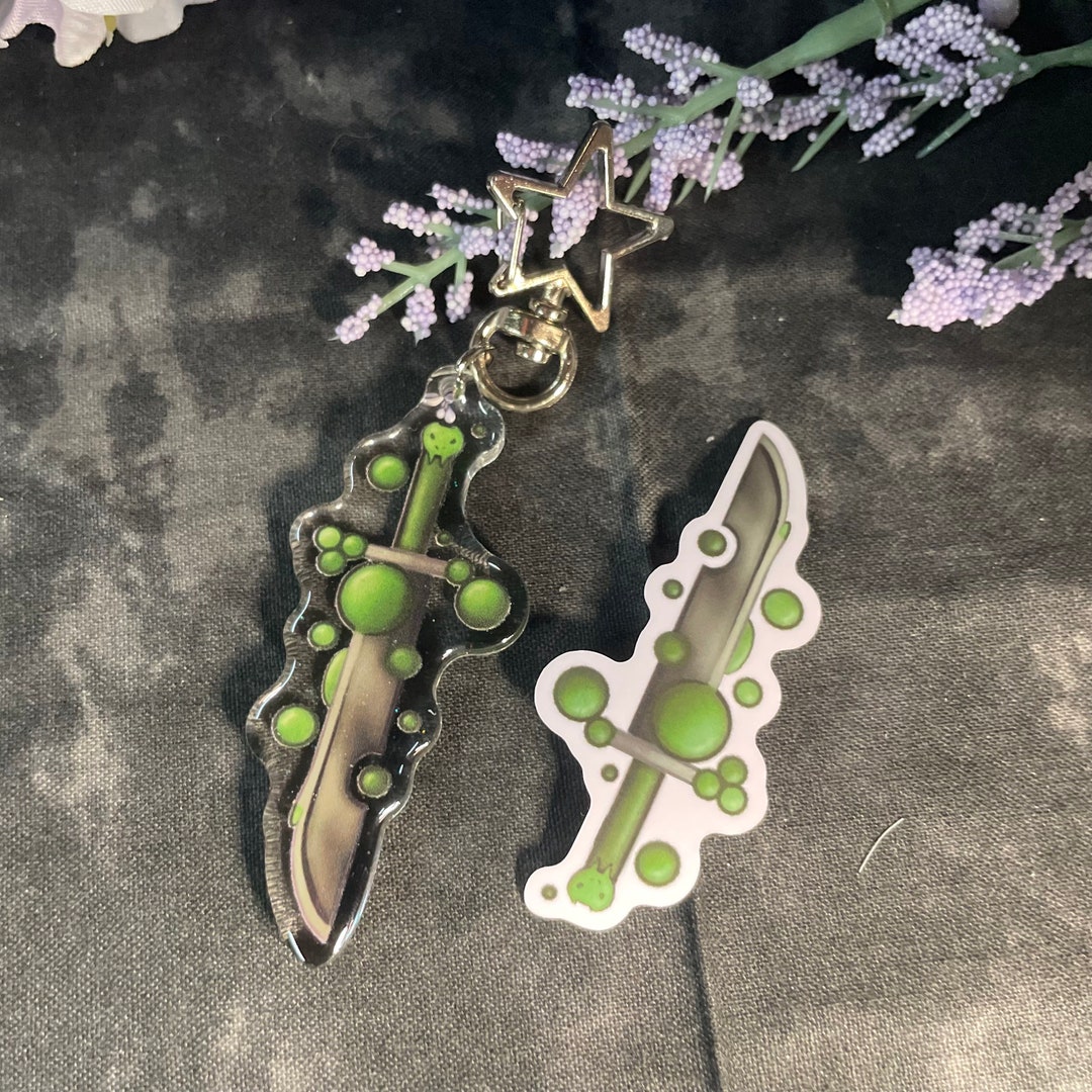 Poison Sword 2.5" Glitter Epoxy Acrylic Keychain- Dungeons and Dragons ...