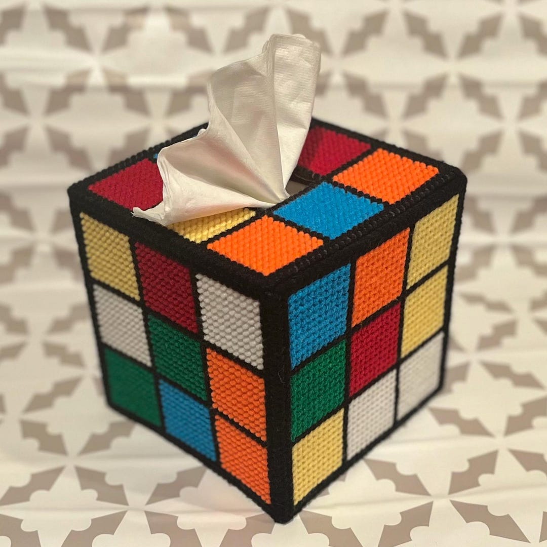 Rubik's Cube Tissue Box Cover, Collapsible and Foldable, Handmade ...
