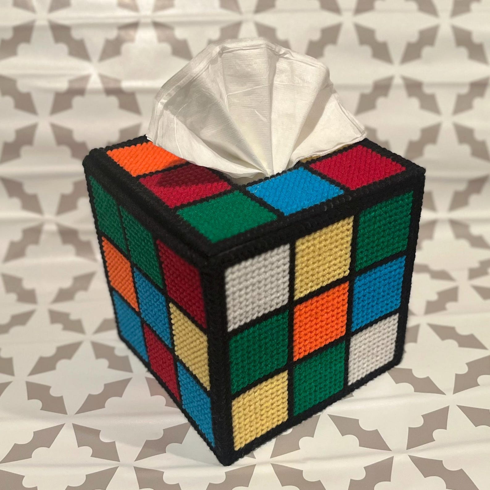 Rubik's Cube Tissue Box Cover, Collapsible and Foldable, Handmade ...