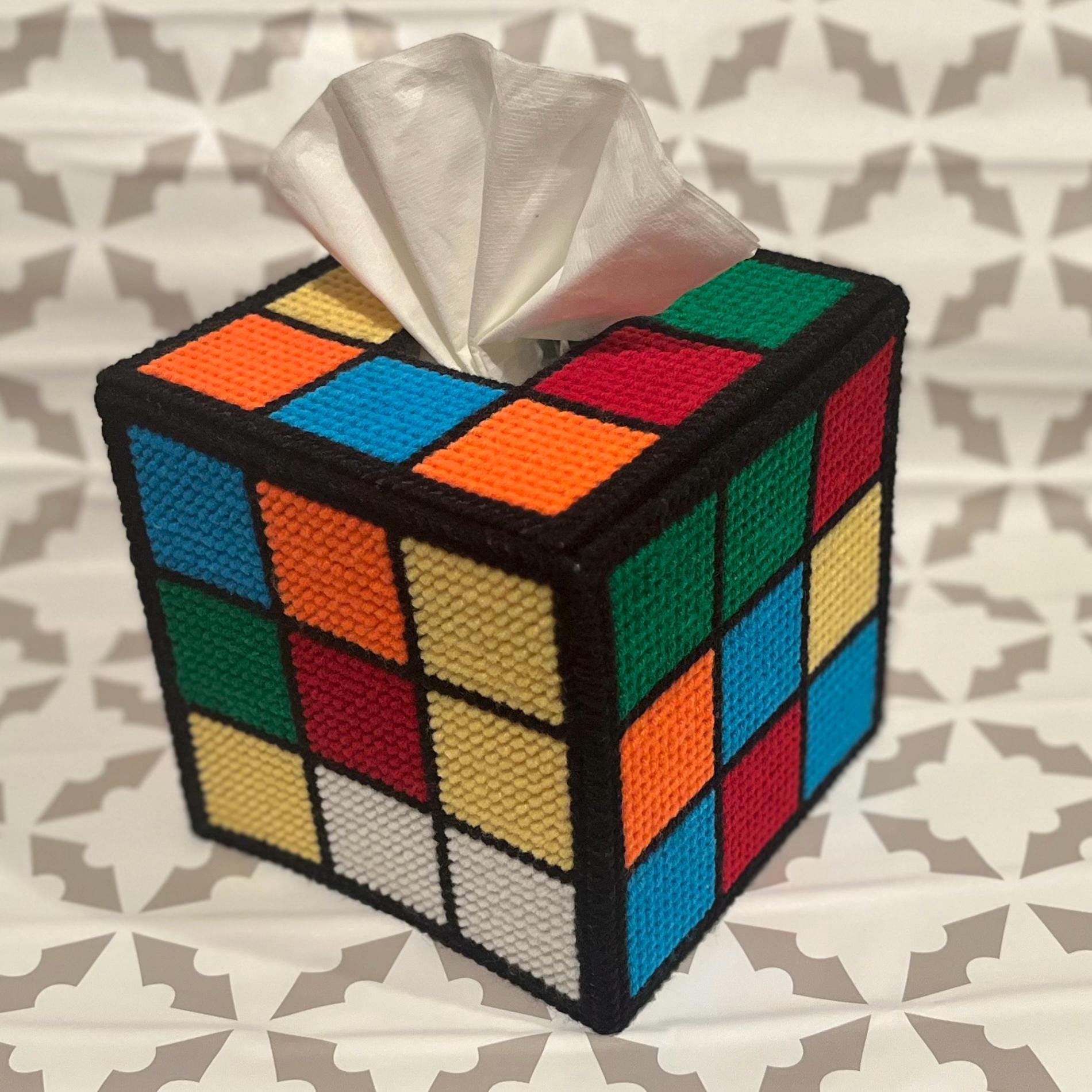Rubik's Cube Tissue Box Cover, Collapsible and Foldable, Handmade ...